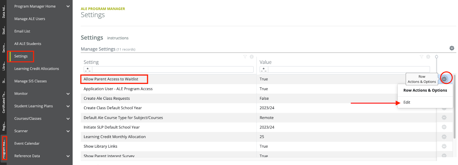 ALE Application: Using the Waitlist Feature – School Data Solutions