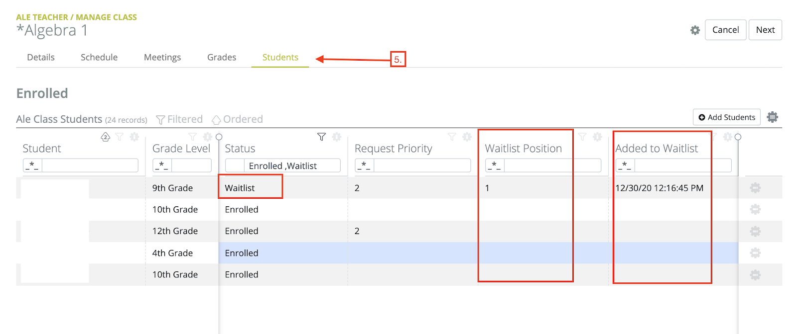 ALE Application: Using the Waitlist Feature – School Data Solutions