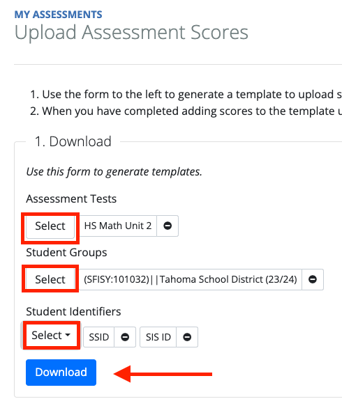 📥 Downloading and Uploading Scores Template (Connect) – School Data Solutions