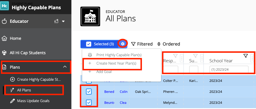 HiCap Copying Plans from Year to Year CONNECT – School Data Solutions
