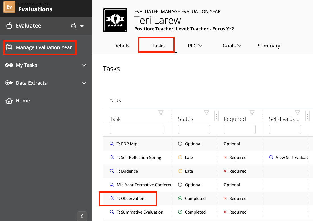👁️‍🗨️ EVALUATEE: Observation/Evaluation (Connect) – School Data Solutions