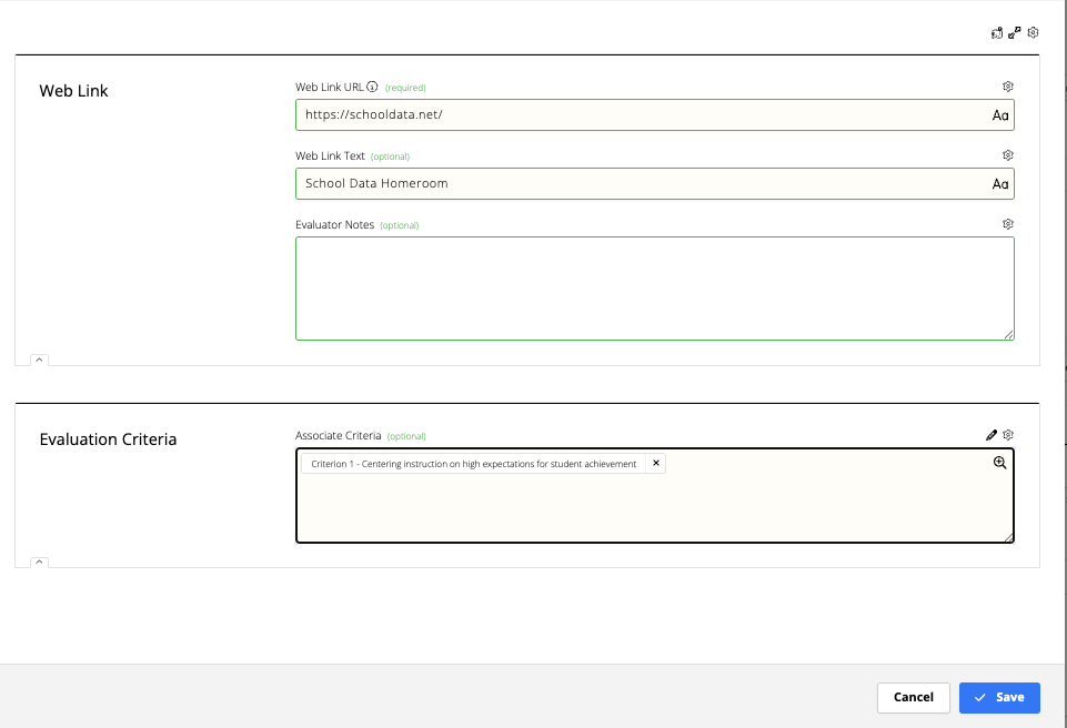 ️ EVALUATOR: Adding Evidence (Connect) – School Data Solutions