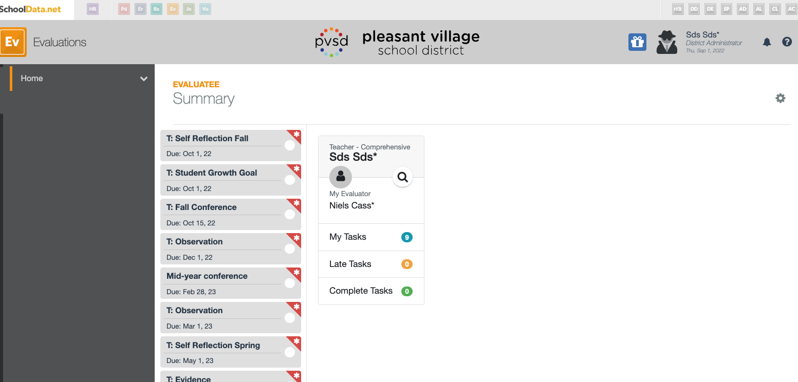 📌 Evaluatee Dashboard – School Data Solutions