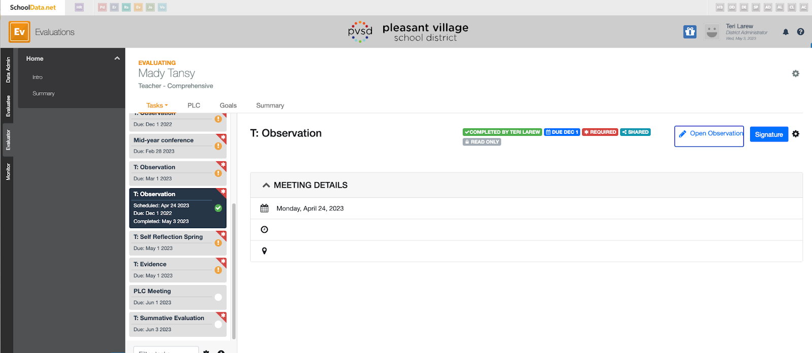 📌 Evaluatee Dashboard – School Data Solutions