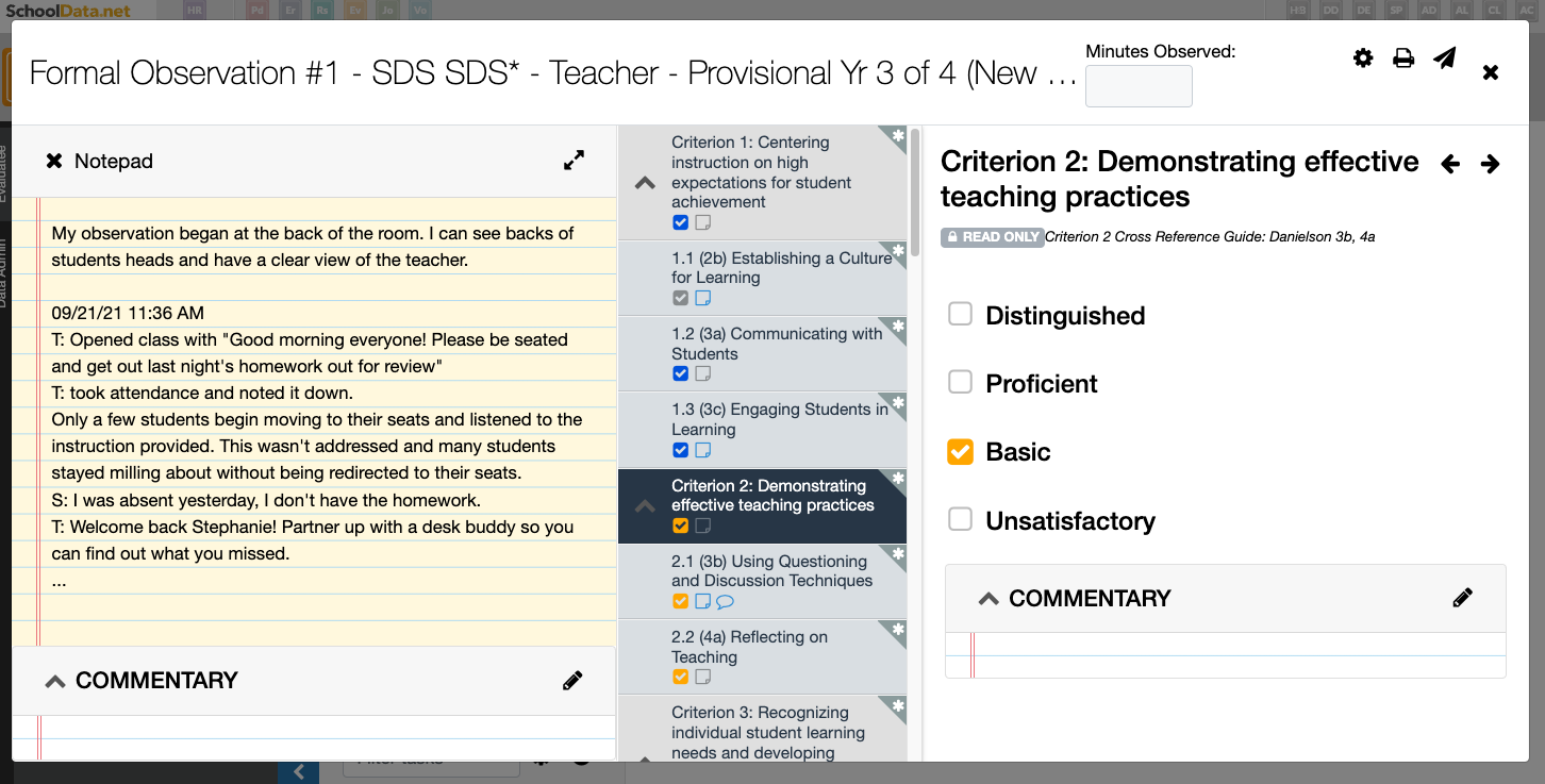 📌 Evaluatee Dashboard – School Data Solutions