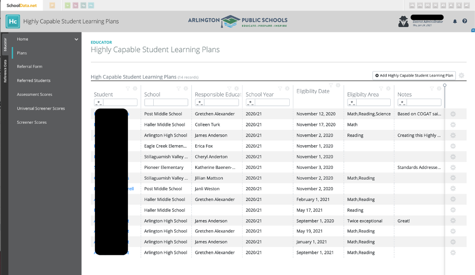 Highly Capable Release Notes - 2021.06.25 – School Data Solutions