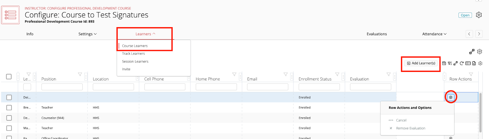 ️ Open Course: Learners, Evaluation and Attendance Tabs (Connect ...