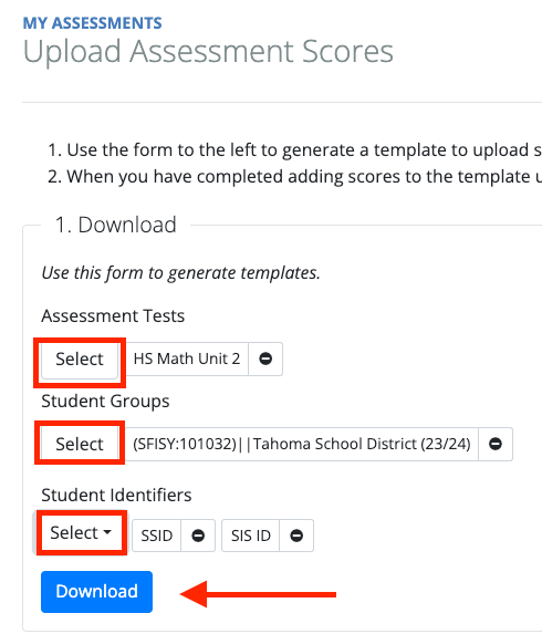 📥 Download/Uploading Scores Template V2 – School Data Solutions