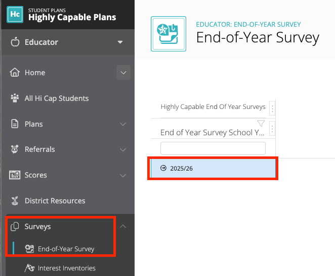 🗓️ End of Year HiCap Survey/Interest Inventories (Connect) – School ...